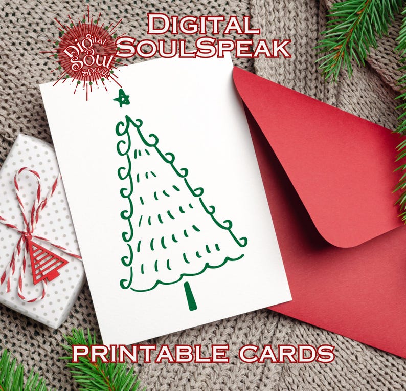 Green Christmas Card | Printable Card | Happy Holidays 5x7 Portrait ...