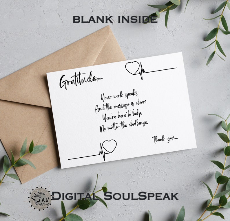 Printable Card | Gratitudegram 5.5x4.25 Printable Card I | Thank You ...