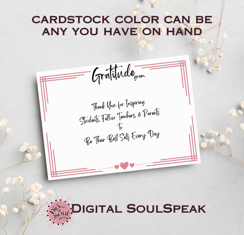 Printable Card | Gratitudegram 5.5x4.25 CXII | Thank You Note | Teacher ...