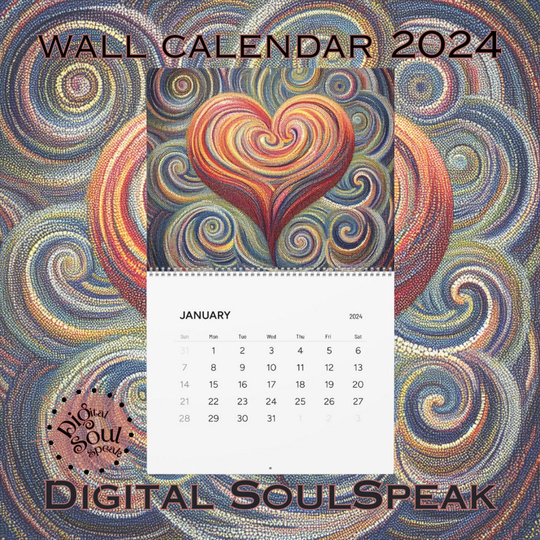 Wall Calendars 2024 Celebration of Heart III Pointillism and Swirl ...