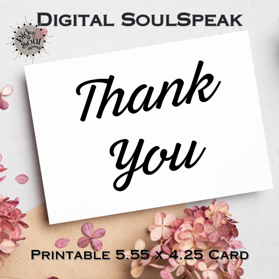 Thank You Card | Blank Inside | 5.5 X 4.25 Printable Card XVI ...