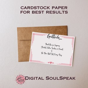 Printable Card | Gratitudegram 5.5x4.25 CXII | Thank You Note | Teacher ...