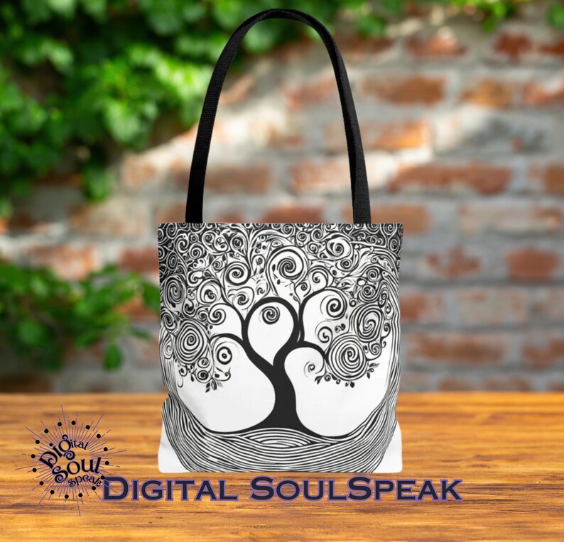 Tote Bag Encircled Swirly Tree IX 3 Sizes 2 Handle Colors - Etsy