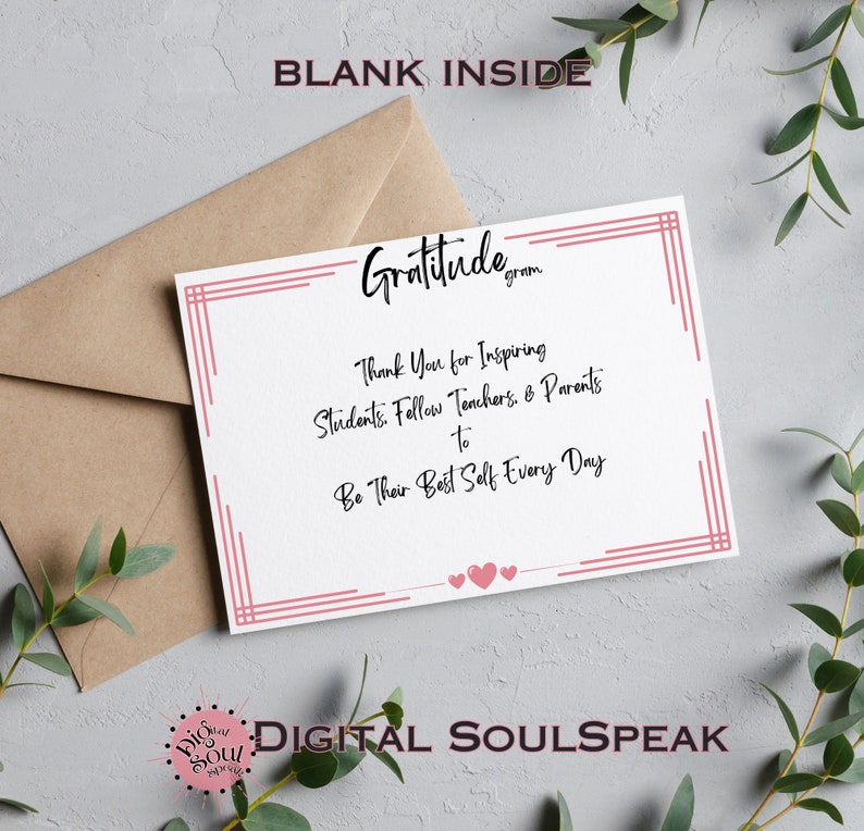 Printable Card | Gratitudegram 5.5x4.25 CXII | Thank You Note | Teacher ...