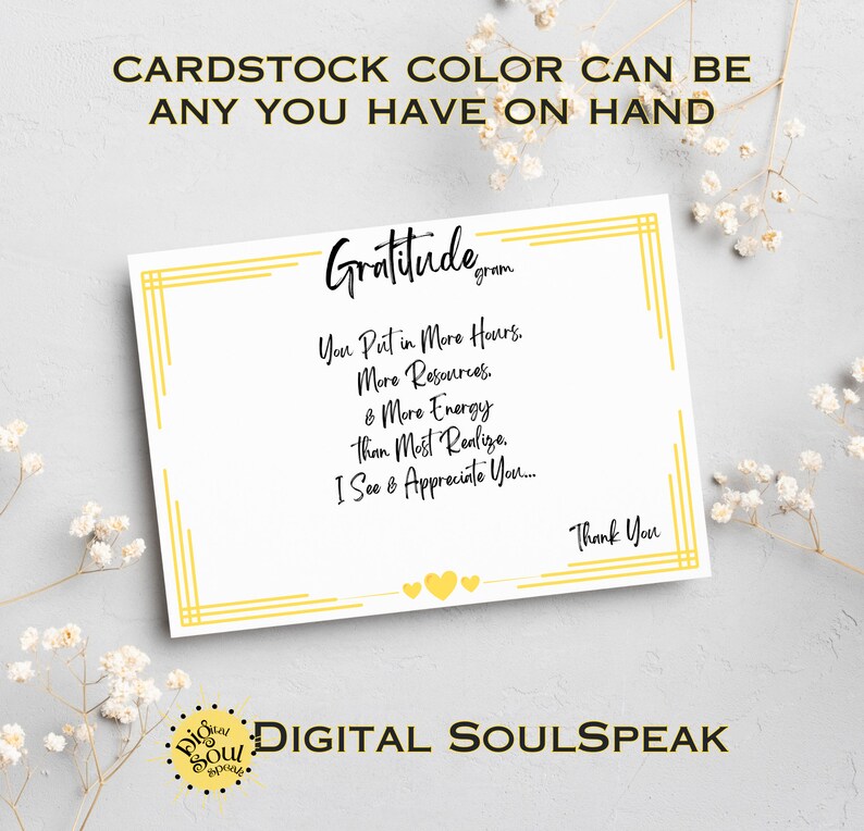 Printable Card | Gratitudegram 5.5x4.25 CII | Thank You Note | Teacher ...