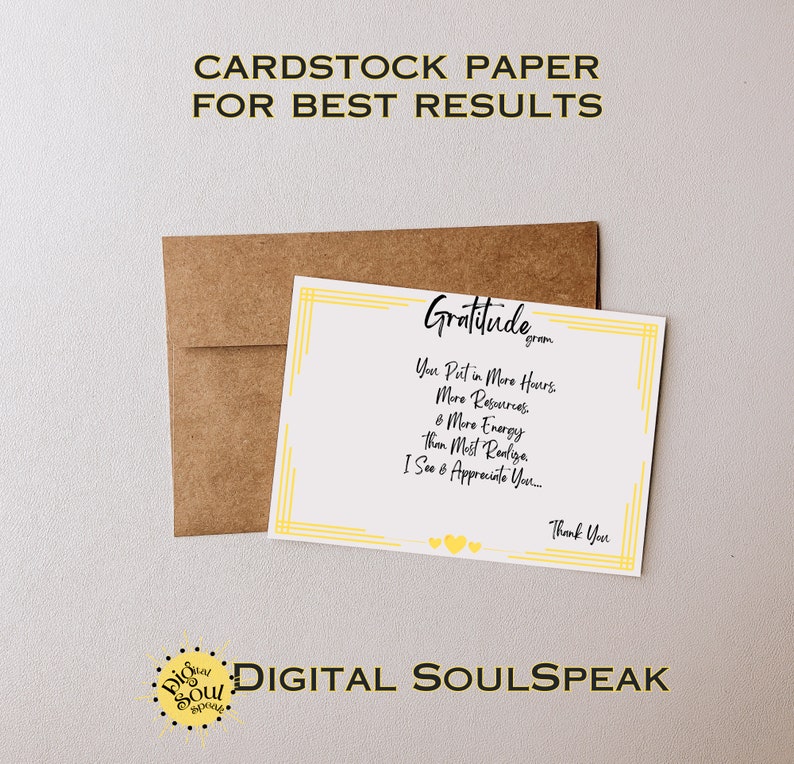 Printable Card Gratitudegram 5.5x4.25 CII Thank You Note Teacher ...