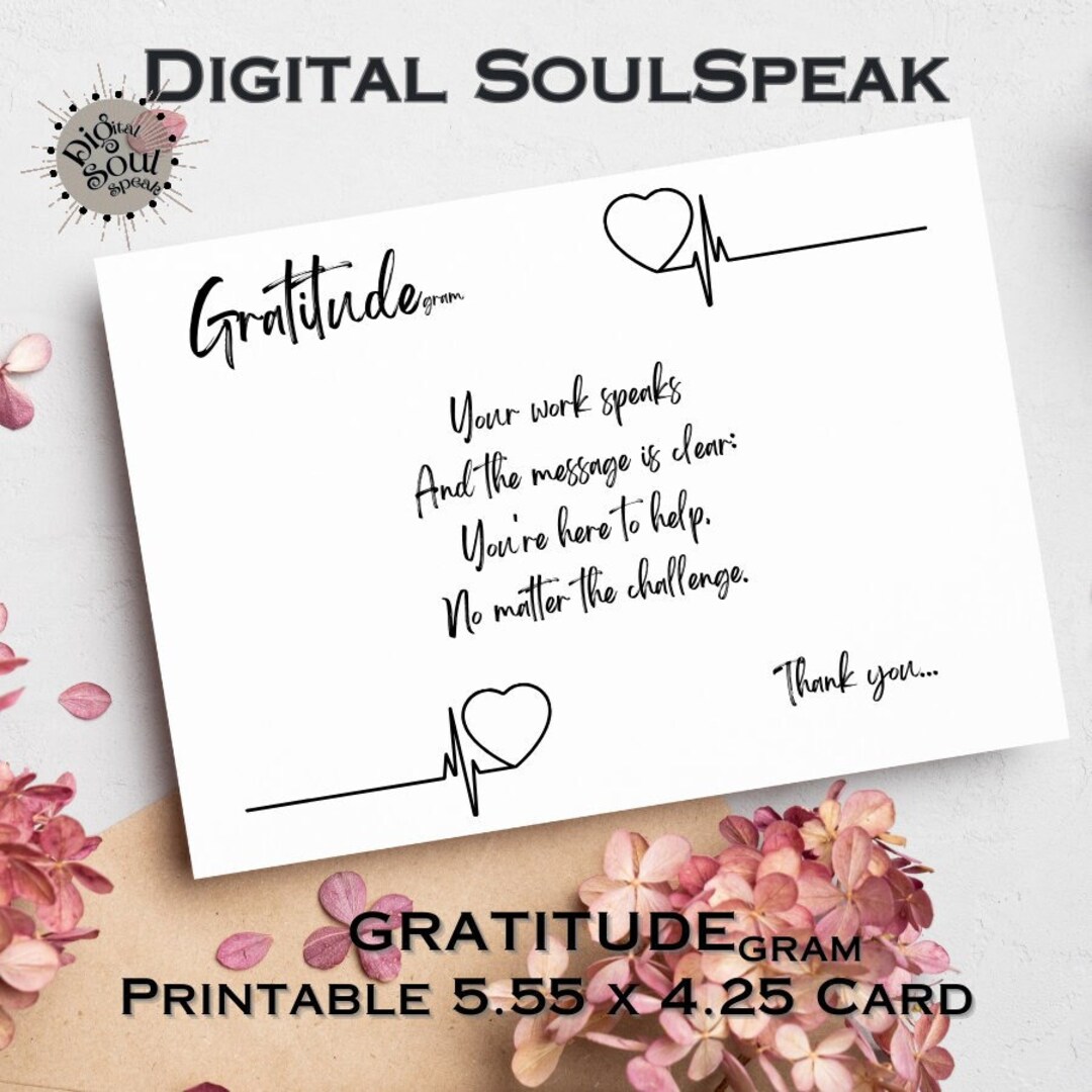 Printable Card | Gratitudegram 5.5x4.25 Printable Card I | Thank You ...
