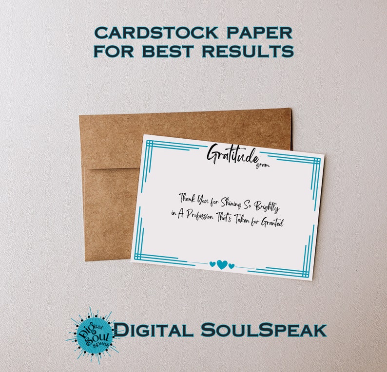 Printable Card | Gratitudegram 5.5x4.25 CV | Thank You Note | Teacher ...