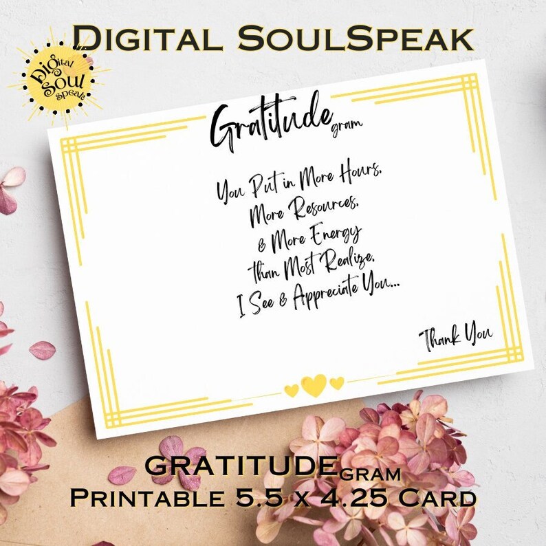 Printable Card Gratitudegram 5.5x4.25 CII Thank You Note Teacher ...
