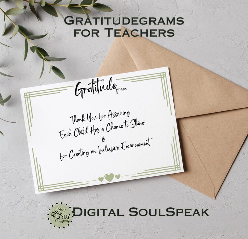 Printable Cards | Gratitudegram 5.5x4.25 Set of 4 CIX-XII | Teacher ...