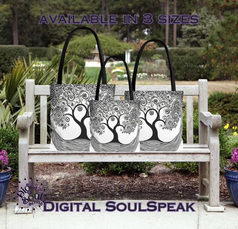 Tote Bag Encircled Swirly Tree IX 3 Sizes 2 Handle Colors - Etsy