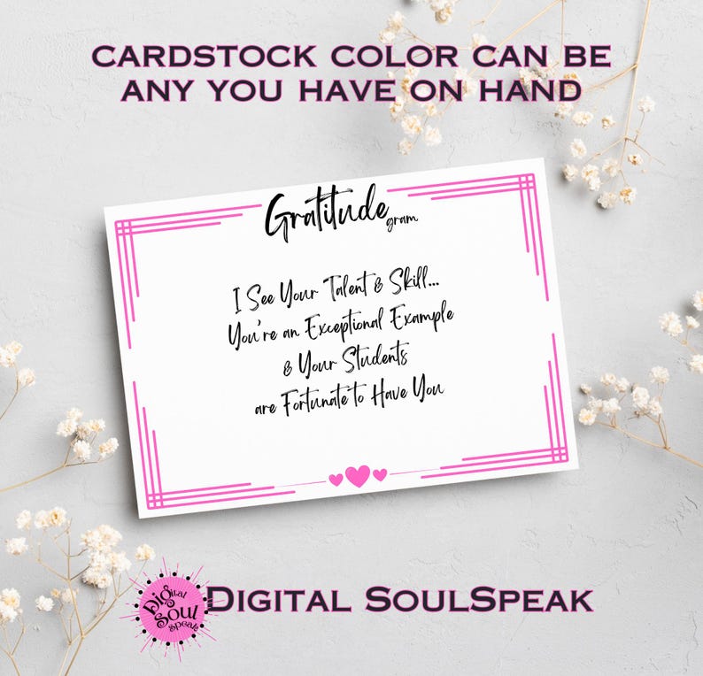Printable Cards - 8 | Gratitudegram 5.5x4.25 Set 5 | Teacher ...
