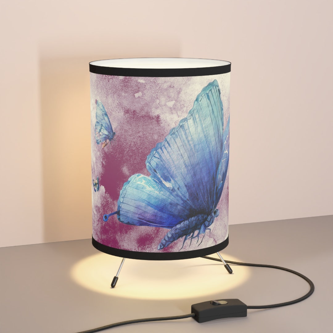 Tripod Lamp With High-res Butterfly Beauty 3a USCA Plug - Etsy