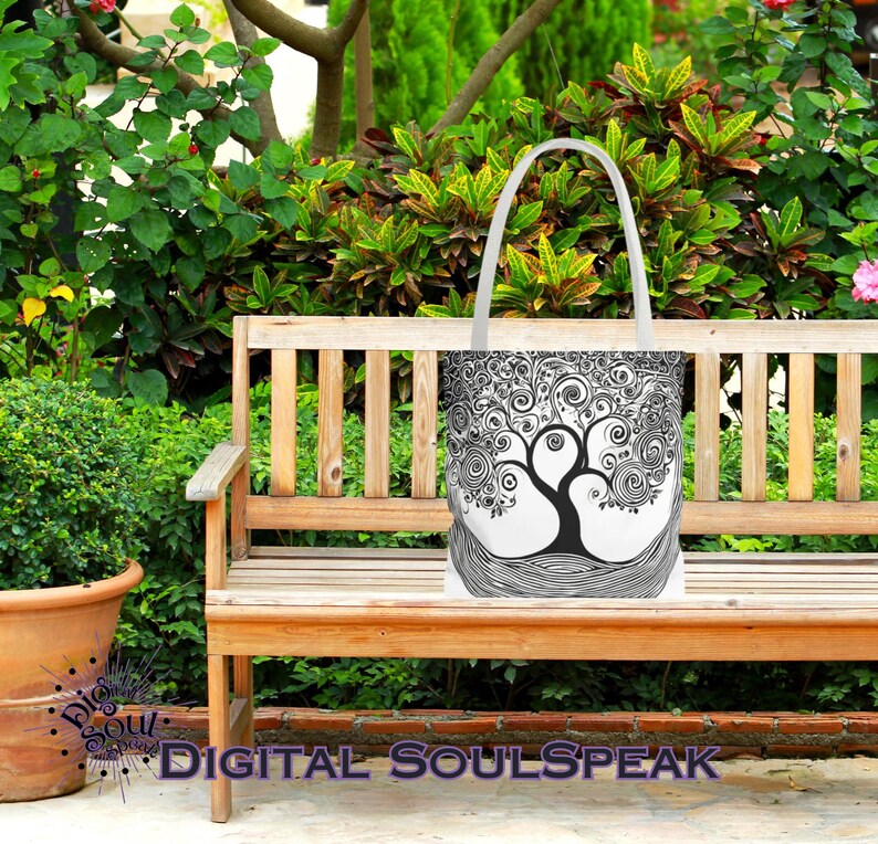 Tote Bag Encircled Swirly Tree IX 3 Sizes 2 Handle Colors - Etsy