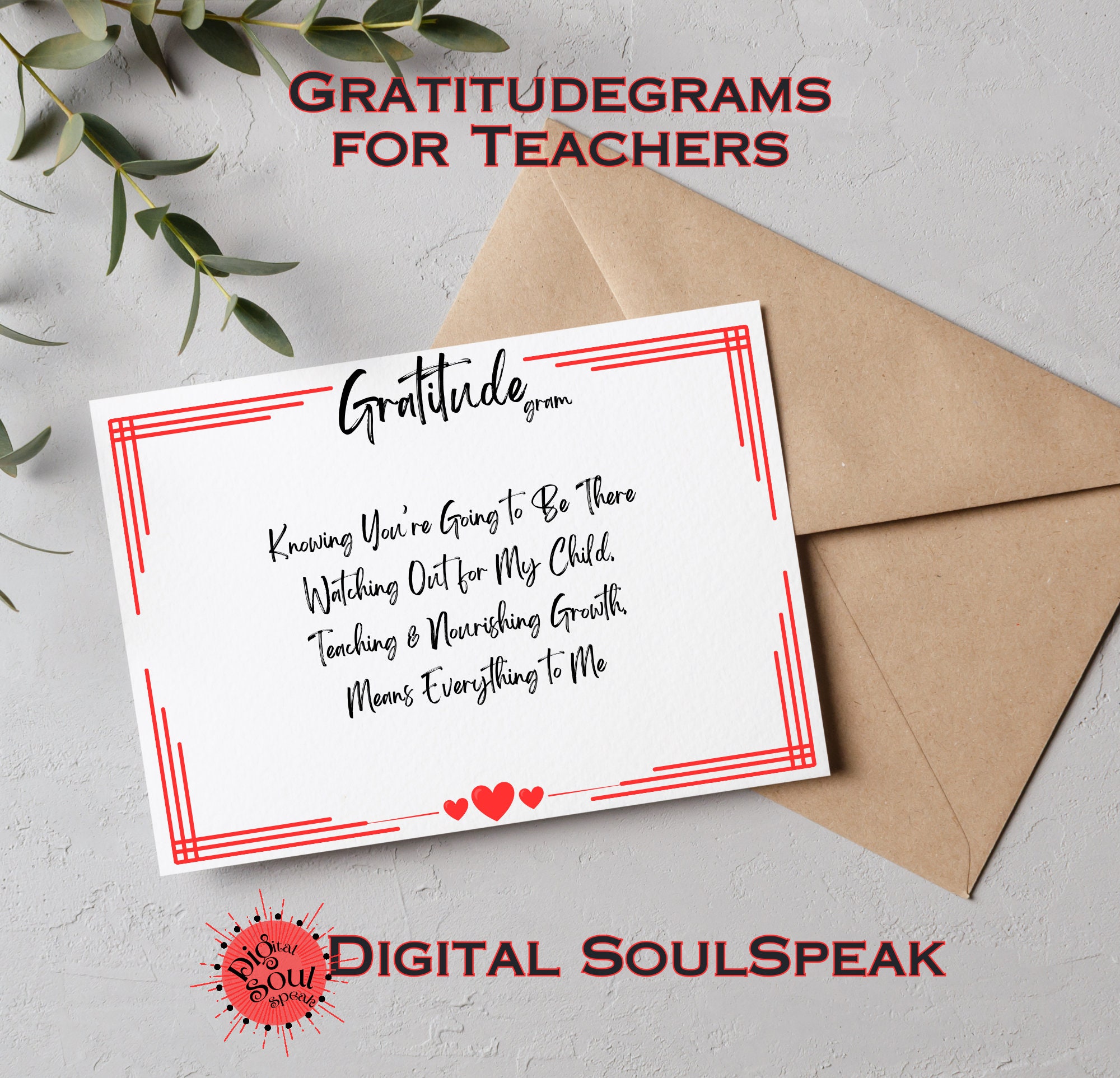 Printable Card | Gratitudegram 5.5x4.25 CVIII | Thank You Note ...