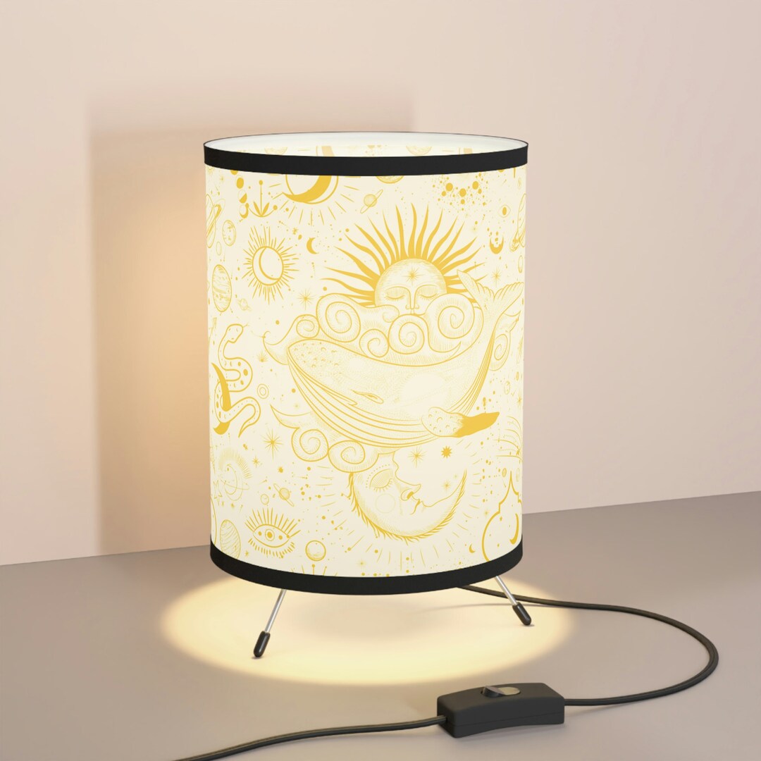 Tripod Lamp With High-res Printed Shade Astronomy Alive Design I Gold ...