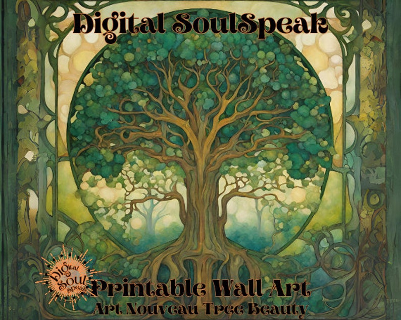 Printable Wall Art | Art Nouveau Tree Beauty 4 | Printable Square Wall ...