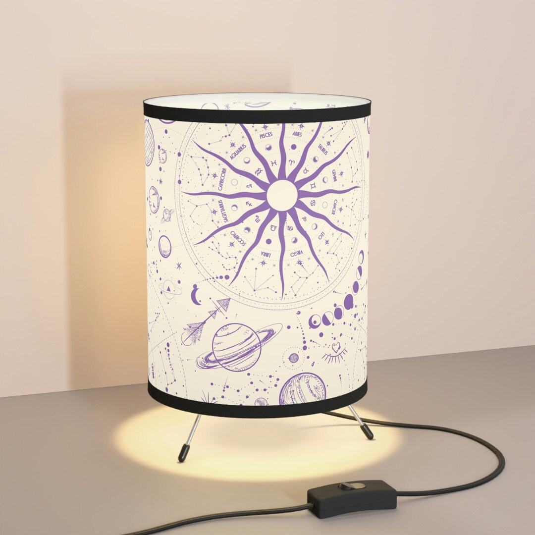 Tripod Lamp With High-res Printed Shade Zodiac Elements I Design Violet ...