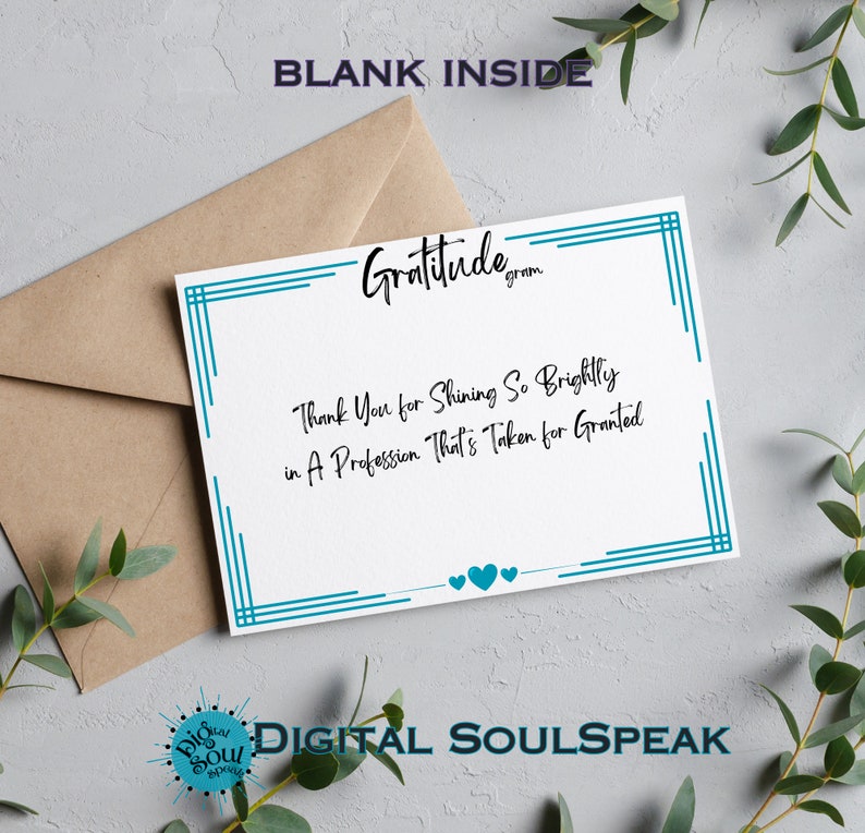 Printable Card | Gratitudegram 5.5x4.25 CV | Thank You Note | Teacher ...