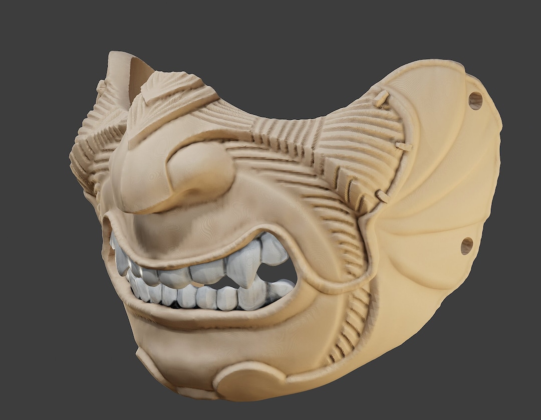 Oni Mask 11 Line Pattern Half Face 3D Printing File Stl - Etsy