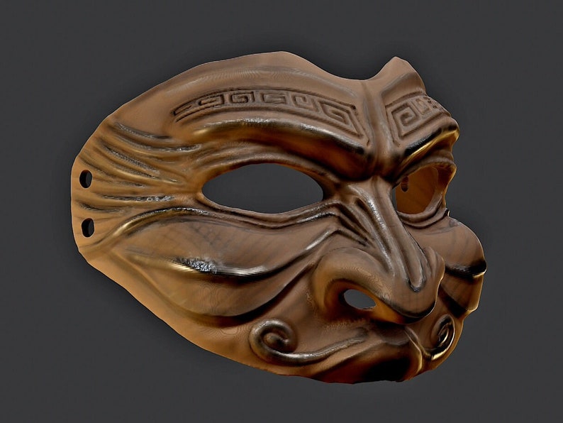 Oni Mask 13 Ethnic Demon Half Face 3D Printing File Stl - Etsy