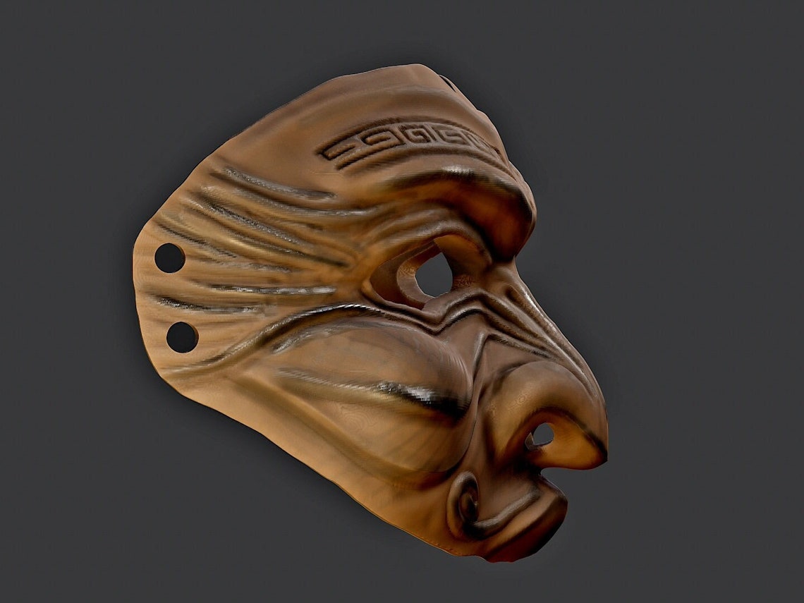 Oni Mask 13 Ethnic Demon Half Face 3D Printing File Stl - Etsy