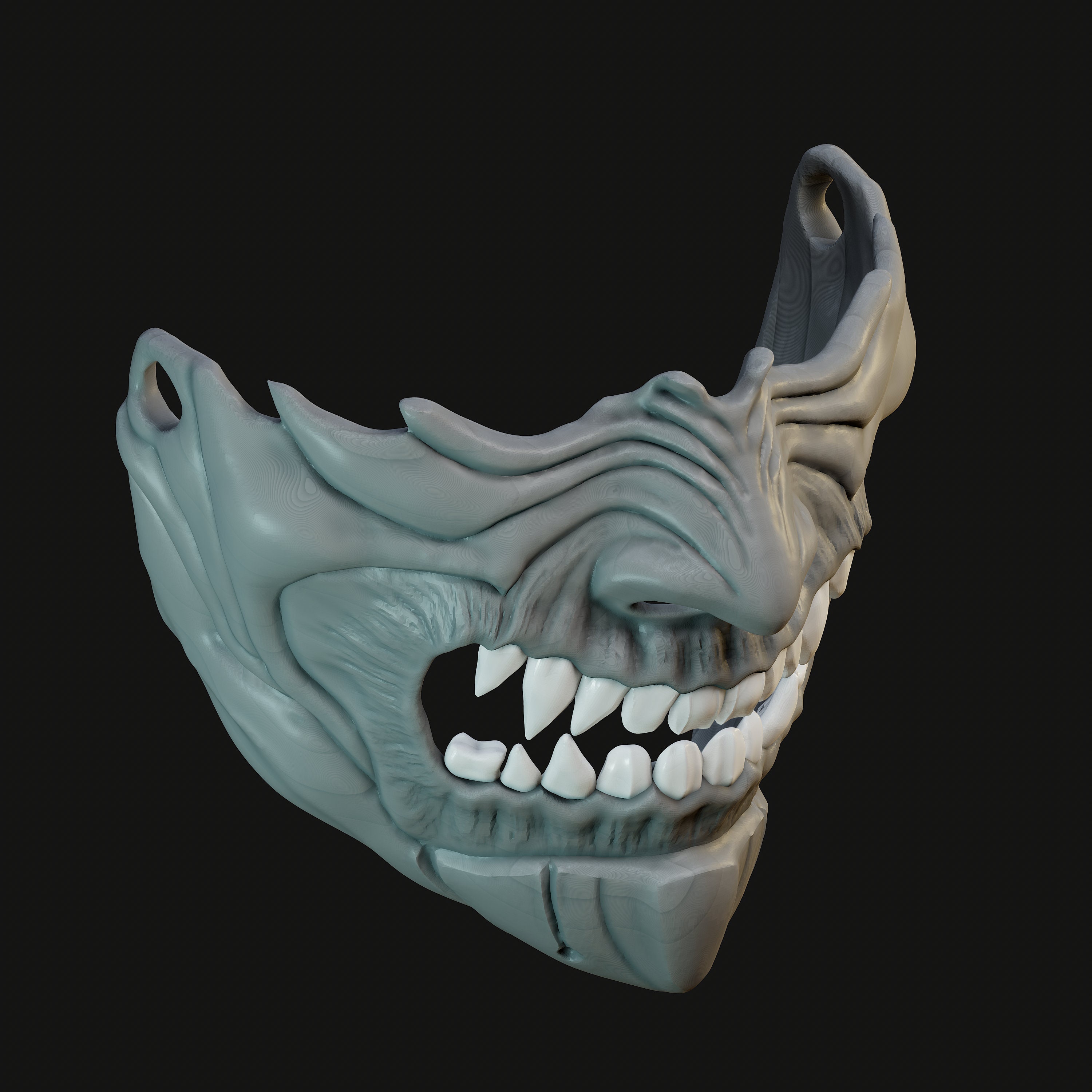 Oni Mask 14 Demon Half Face 3d Print Stl File - Etsy