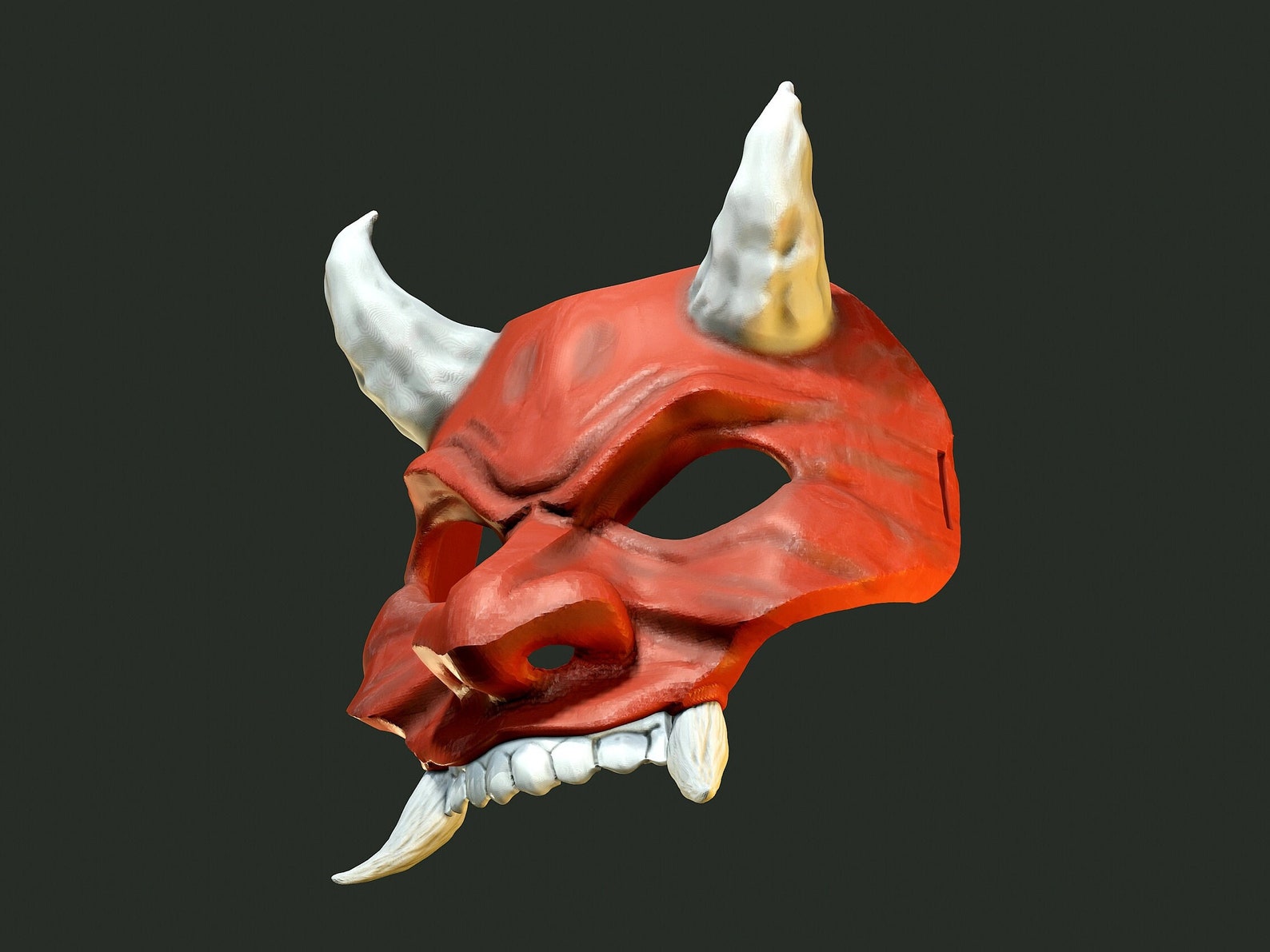 Oni Mask 9 Demon Half Face 3D Printing File Stl - Etsy