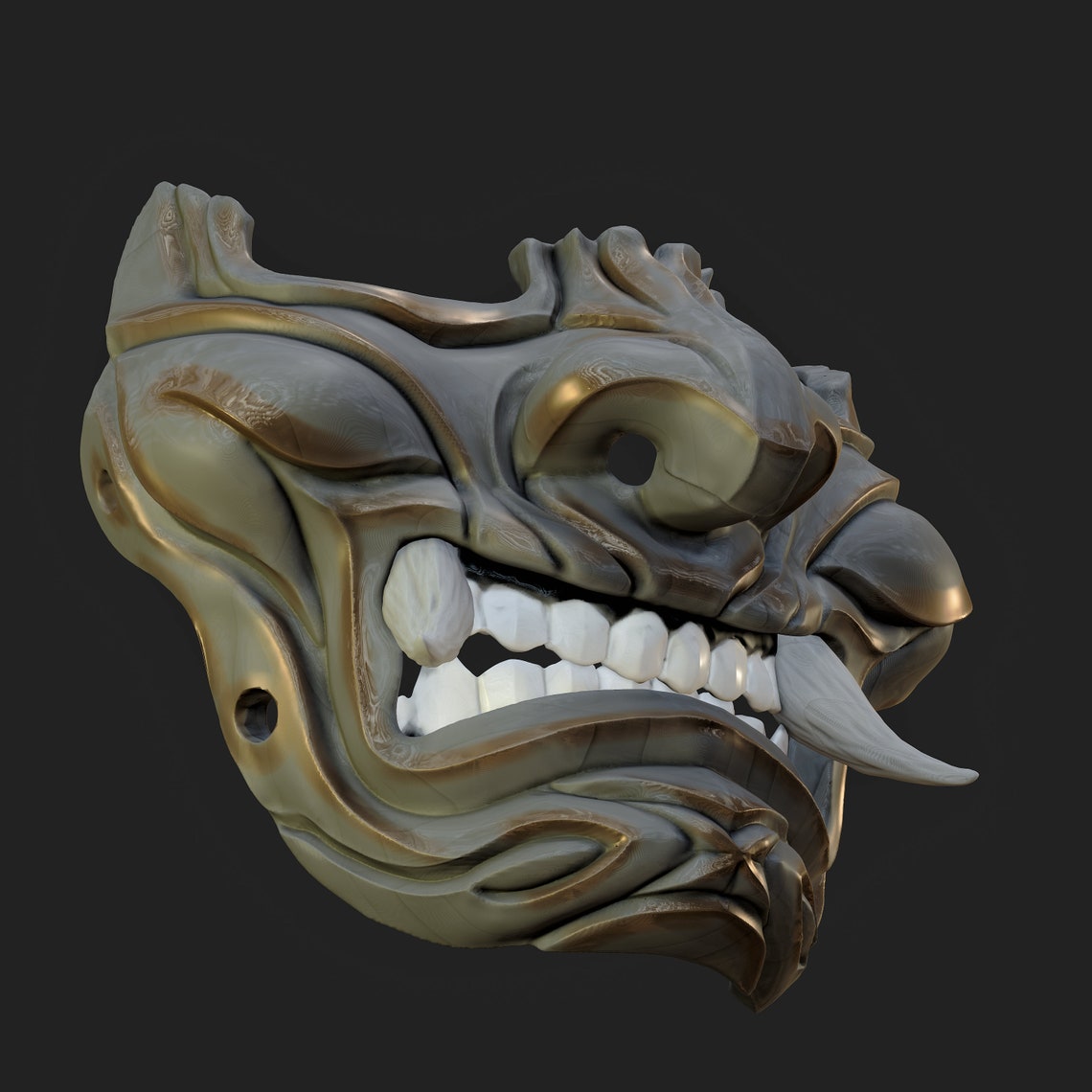 Samurai Oni Mask 04 Half Face 3D Printing File Stl - Etsy
