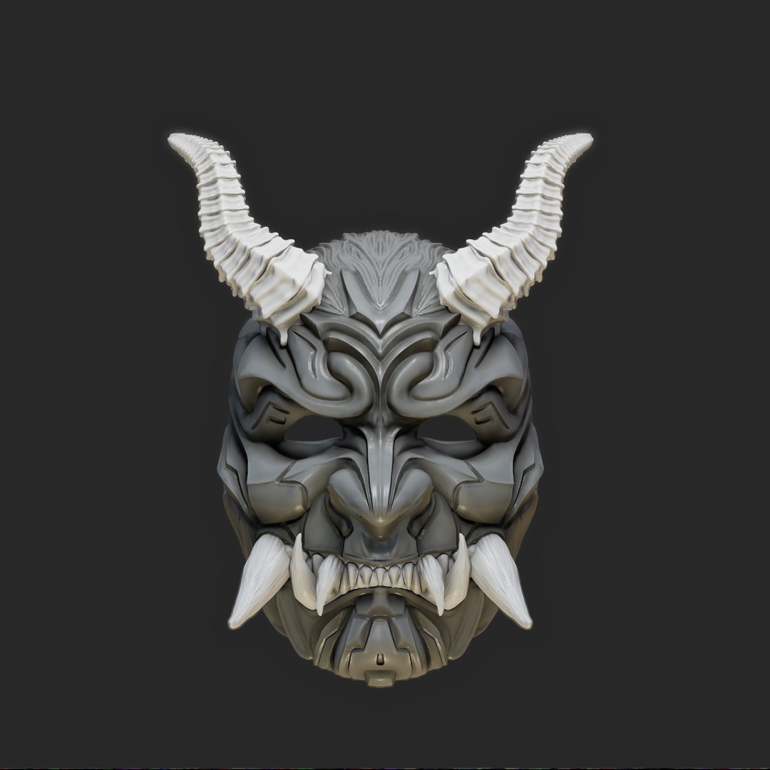 Oni Mask 16 Demon Face 3d Print Stl File - Etsy