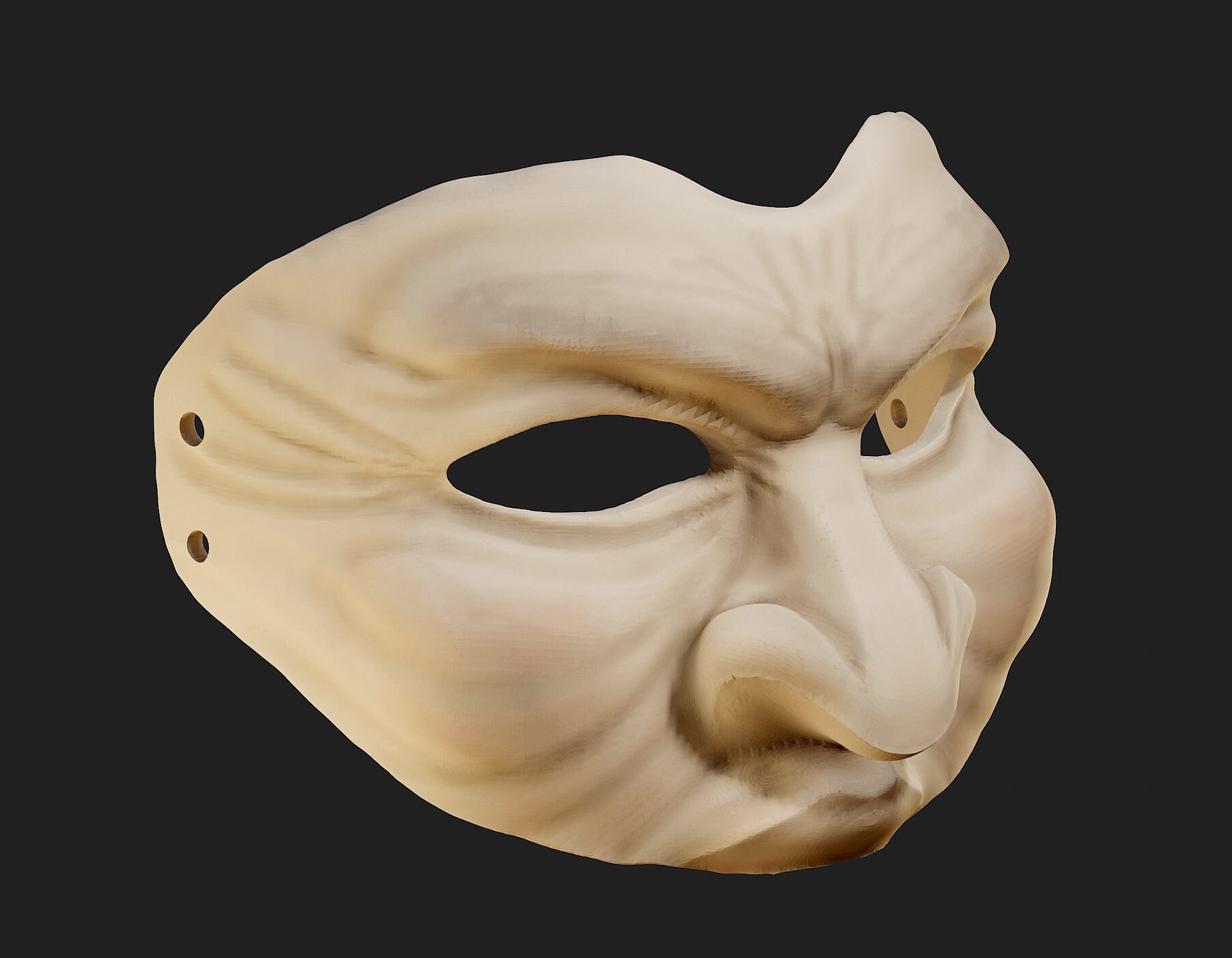 Oni Mask 13 Angry Demon Half Face 3D Printing File Stl - Etsy