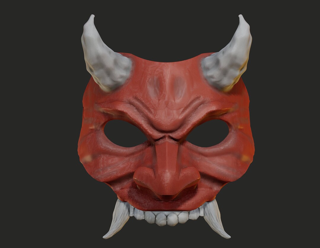 Oni Mask 9 Demon Half Face 3D Printing File Stl - Etsy