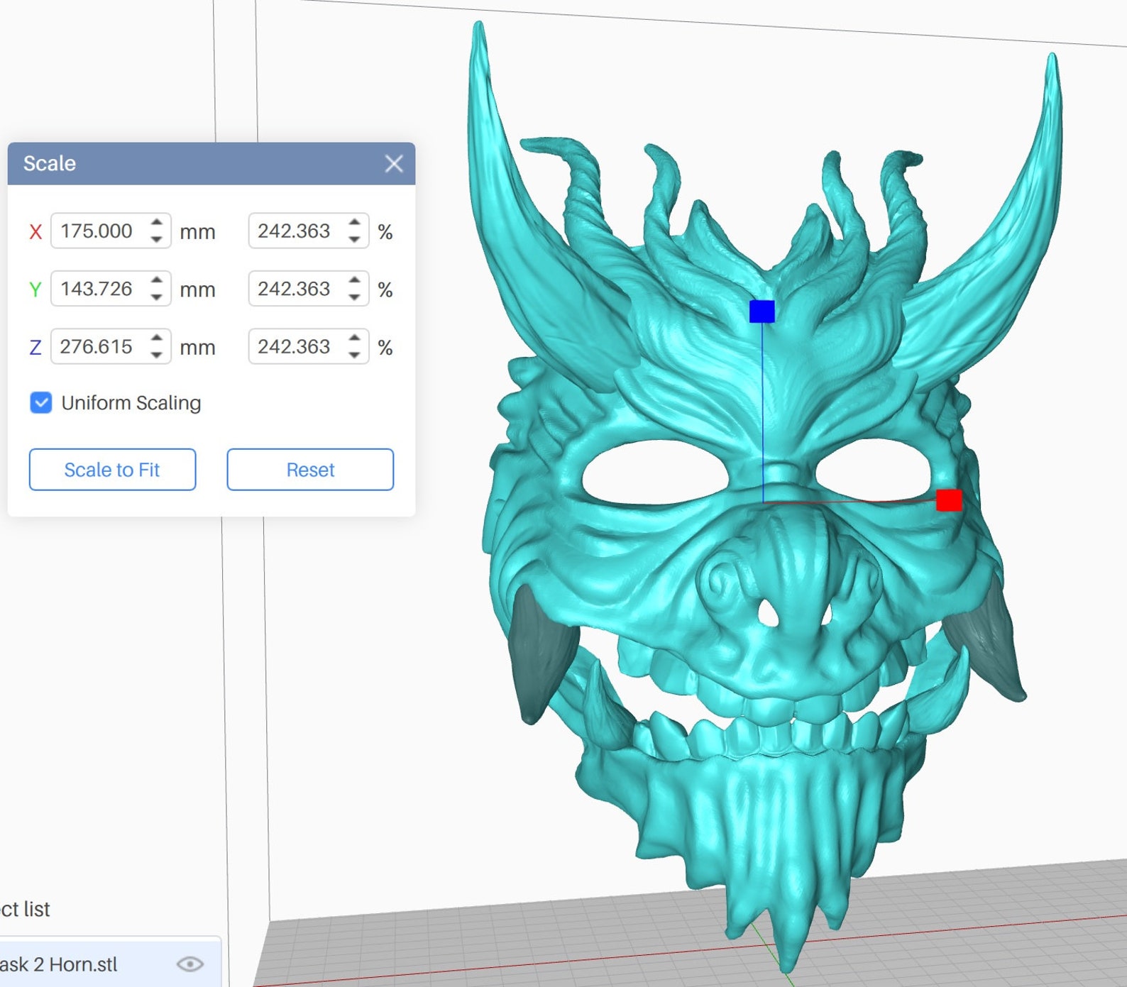 Oni Mask 2 Dragon Horn Full Face 3D Printing File Stl - Etsy