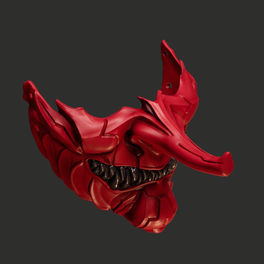 Tengu Half Face Oni Mask 16 Demon Half Face Stl 3d Printer - Etsy