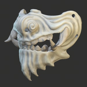 Oni Mask 2 Demon Half Face 3D Printing File Stl - Etsy