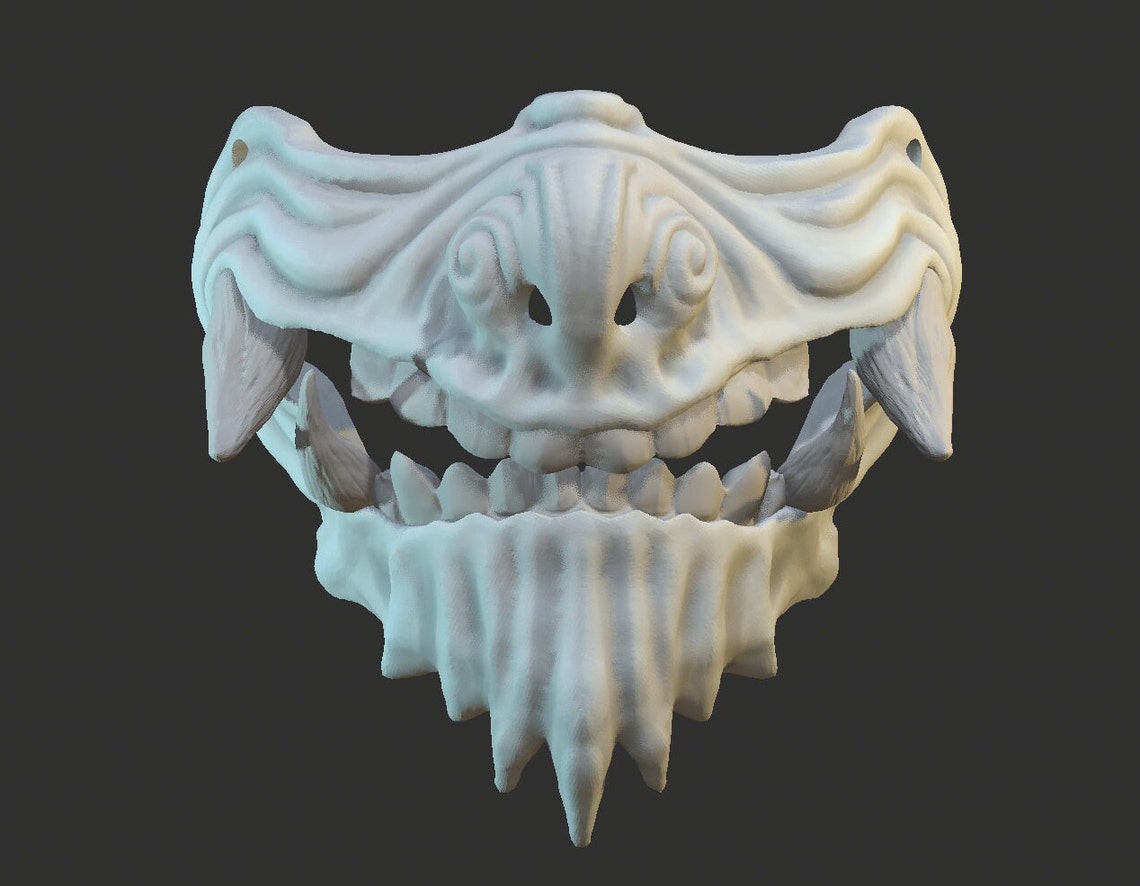 Oni Mask 2 Demon Half Face 3D Printing File Stl - Etsy