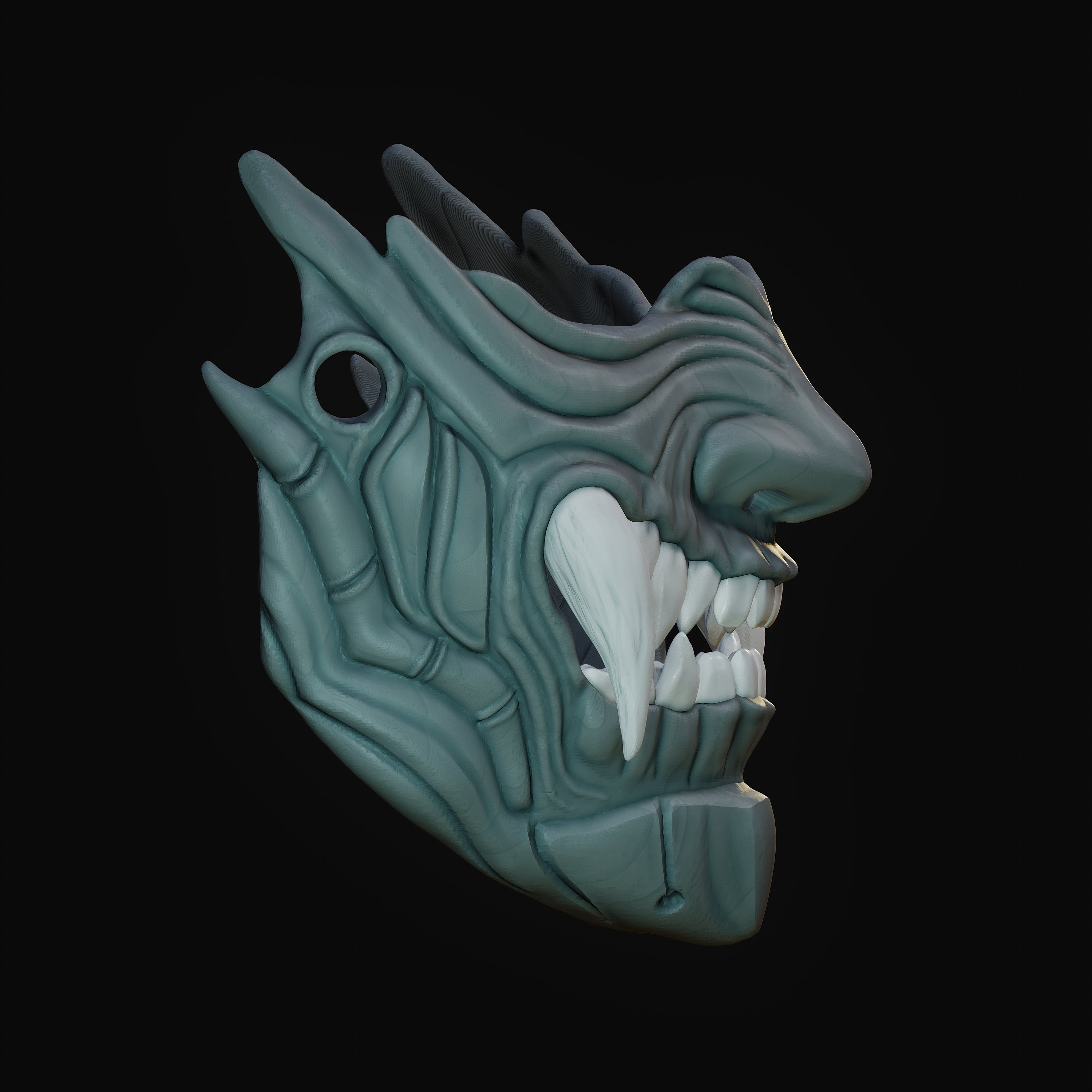 Oni Mask 15 Demon Half Face 3D Printing File Stl - Etsy