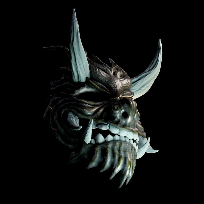 Oni Mask 2 Dragon Horn Full Face 3D Printing File Stl - Etsy