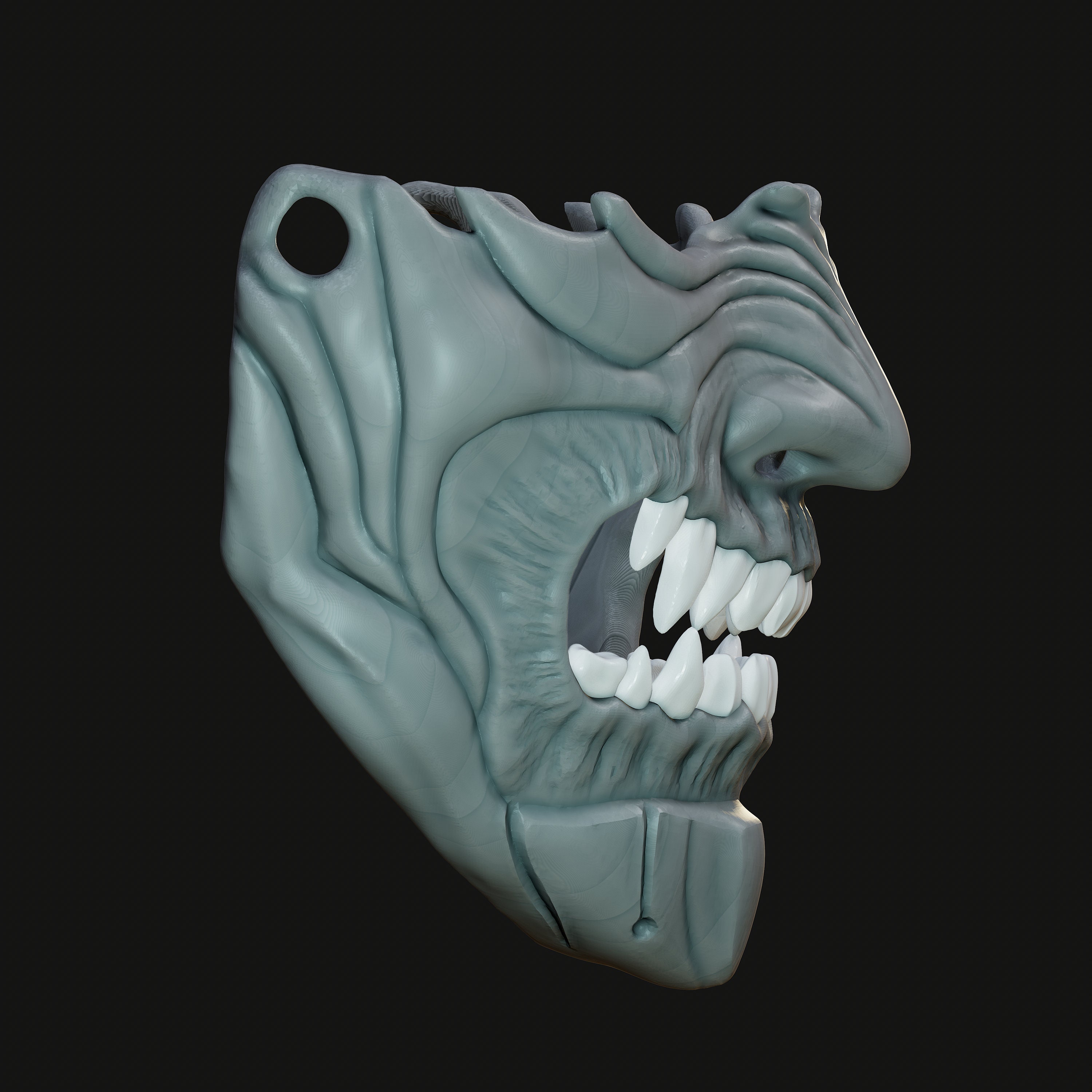 Oni Mask 14 Demon Half Face 3d Print Stl File - Etsy