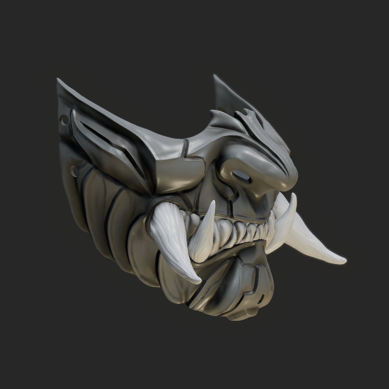 Oni Mask 16 Demon Half Face 3d Print Stl File - Etsy