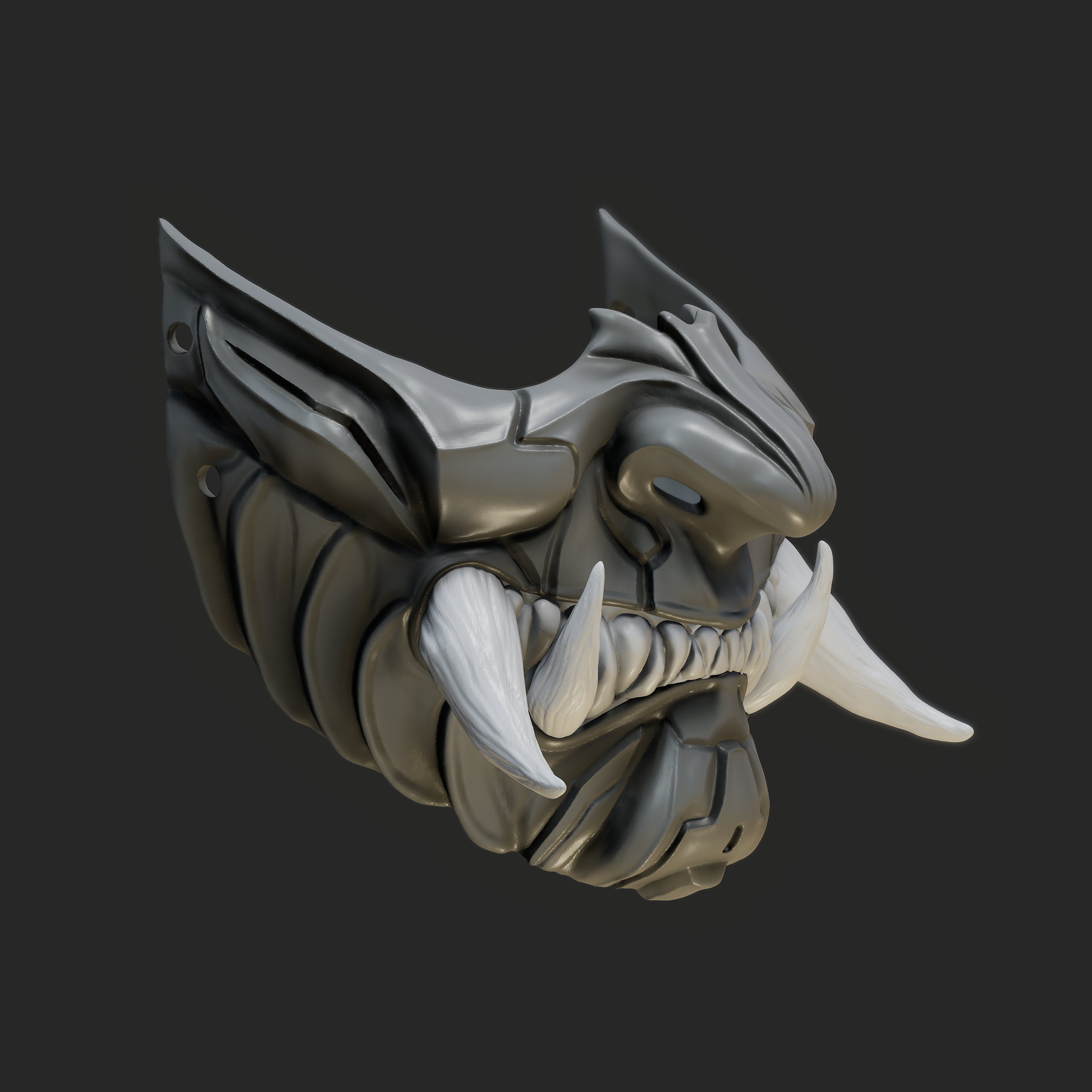 Oni Mask 16 Demon Half Face 3d Print Stl File - Etsy