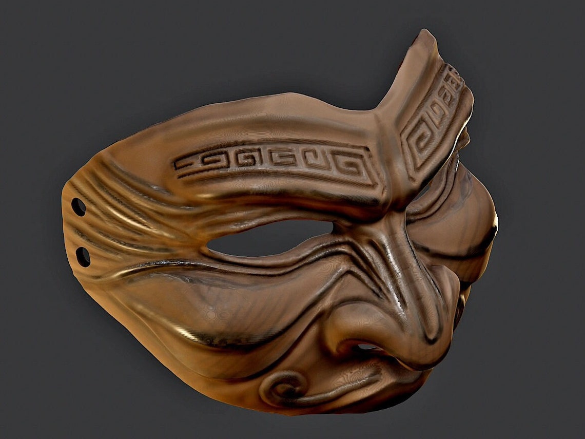 Oni Mask 13 Ethnic Demon Half Face 3D Printing File Stl - Etsy