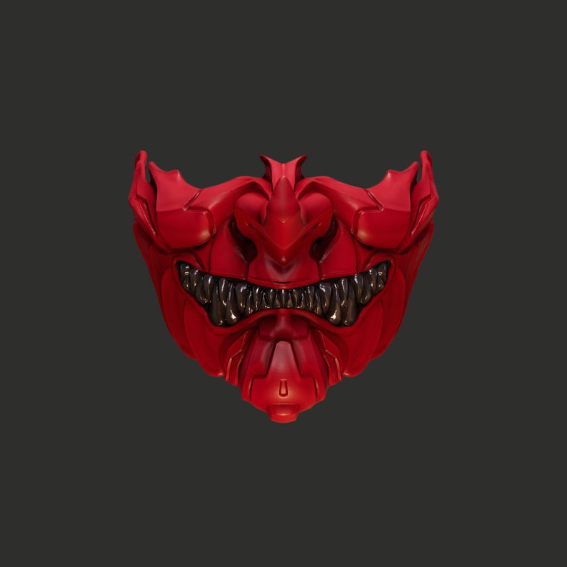 Tengu Half Face Oni Mask 16 Demon Half Face Stl 3d Printer - Etsy