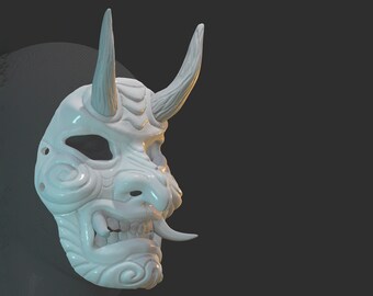 Dark Samurai Oni Mask - Digital STL File for 3D Printing - Hannya ...
