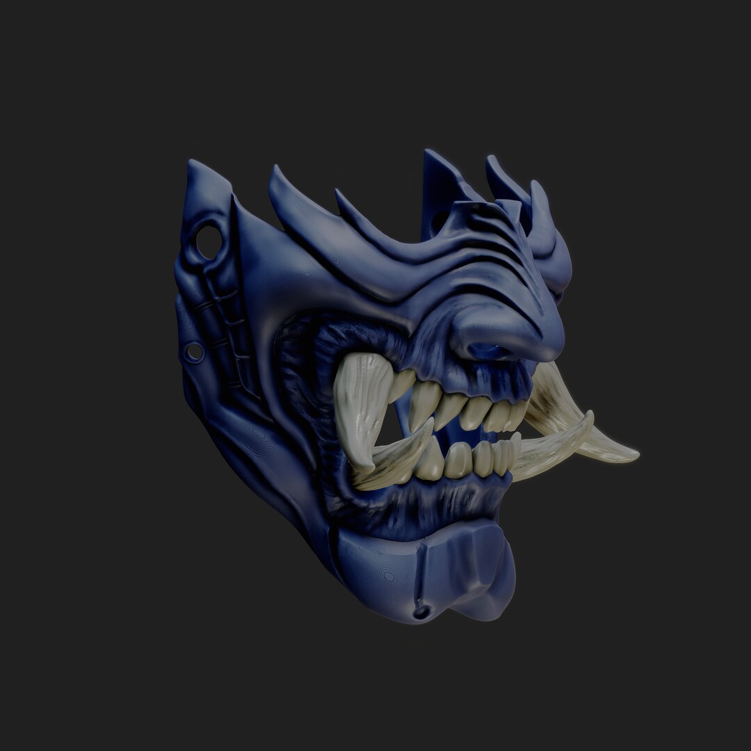 Wearable Oni Mask 14 Demon Half Face Ver 2 3d Print Stl File - Etsy