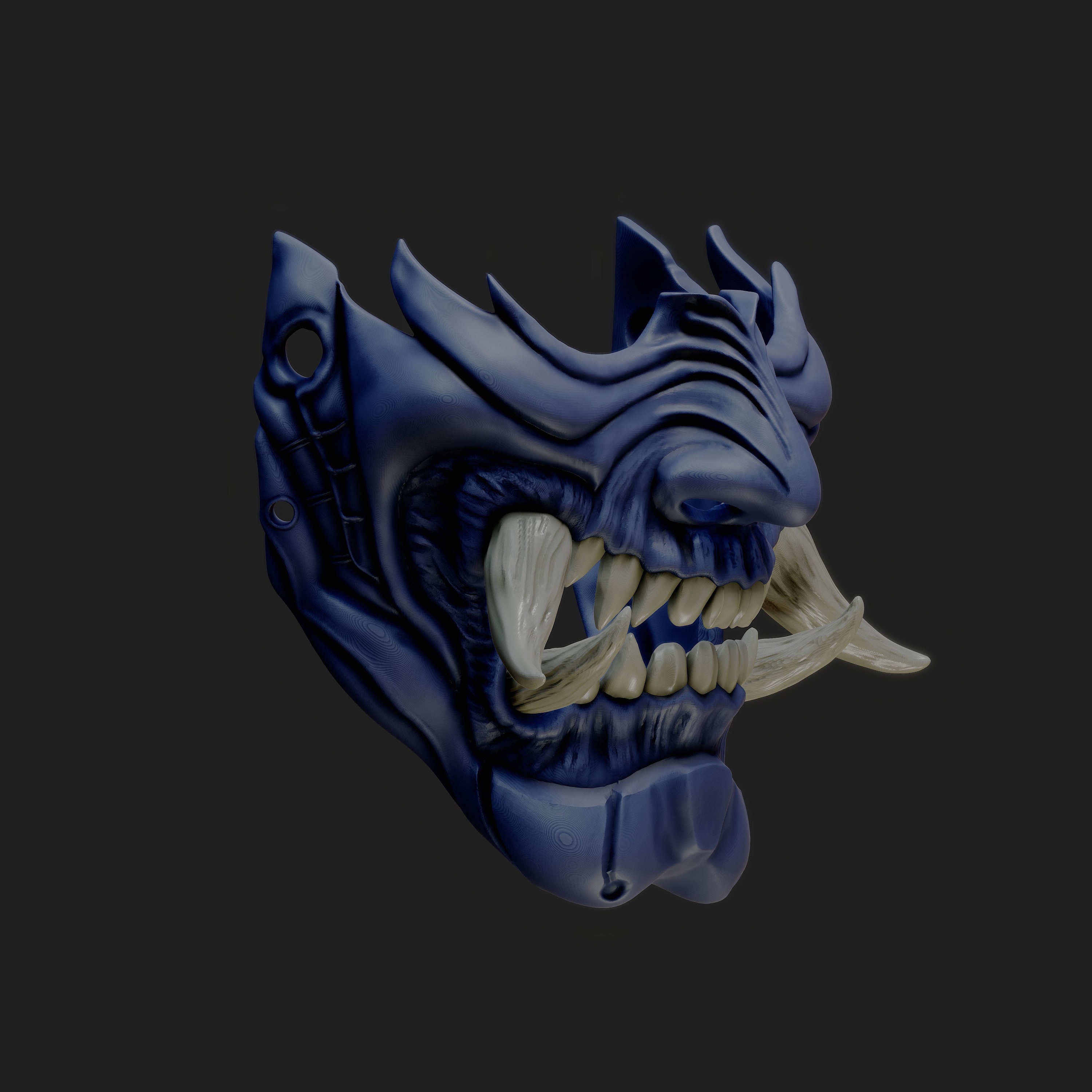 Wearable Oni Mask 14 Demon Half Face Ver 2 3d Print Stl File - Etsy