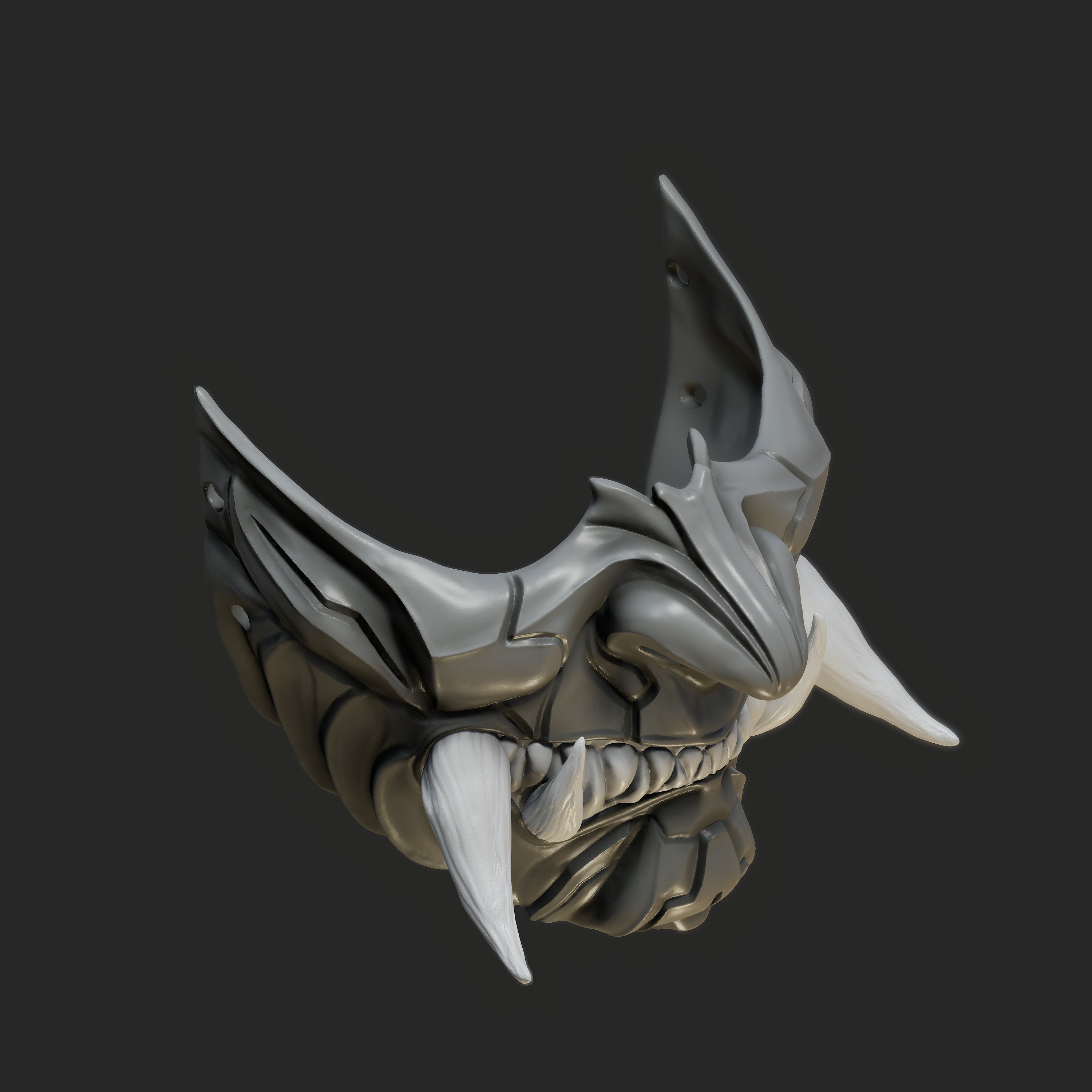 Oni Mask 16 Demon Half Face 3d Print Stl File - Etsy