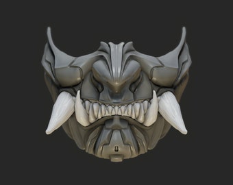 Oni Mask 13 Angry Demon Half Face 3D Printing File Stl - Etsy
