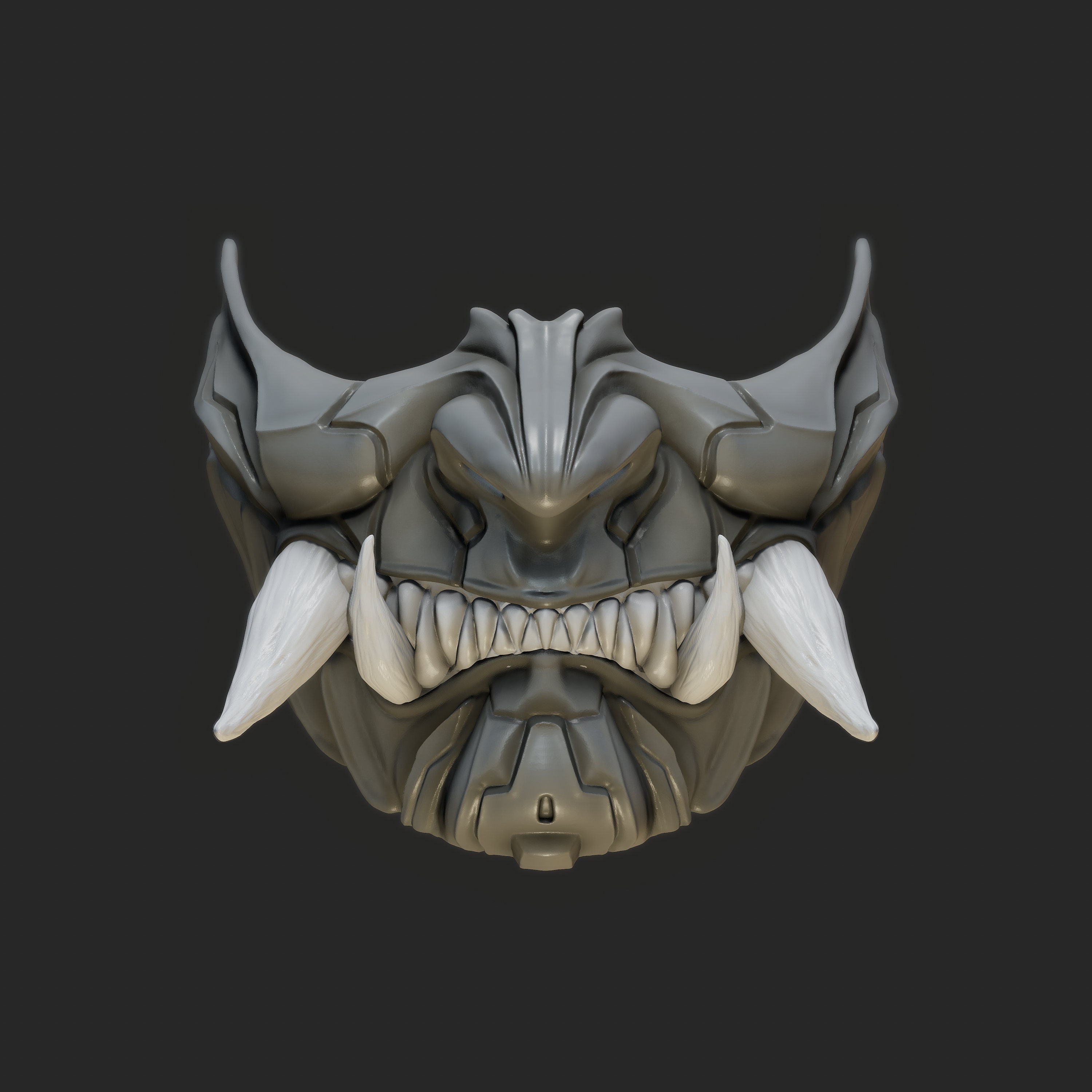 Oni Mask 16 Demon Half Face 3d Print Stl File - Etsy