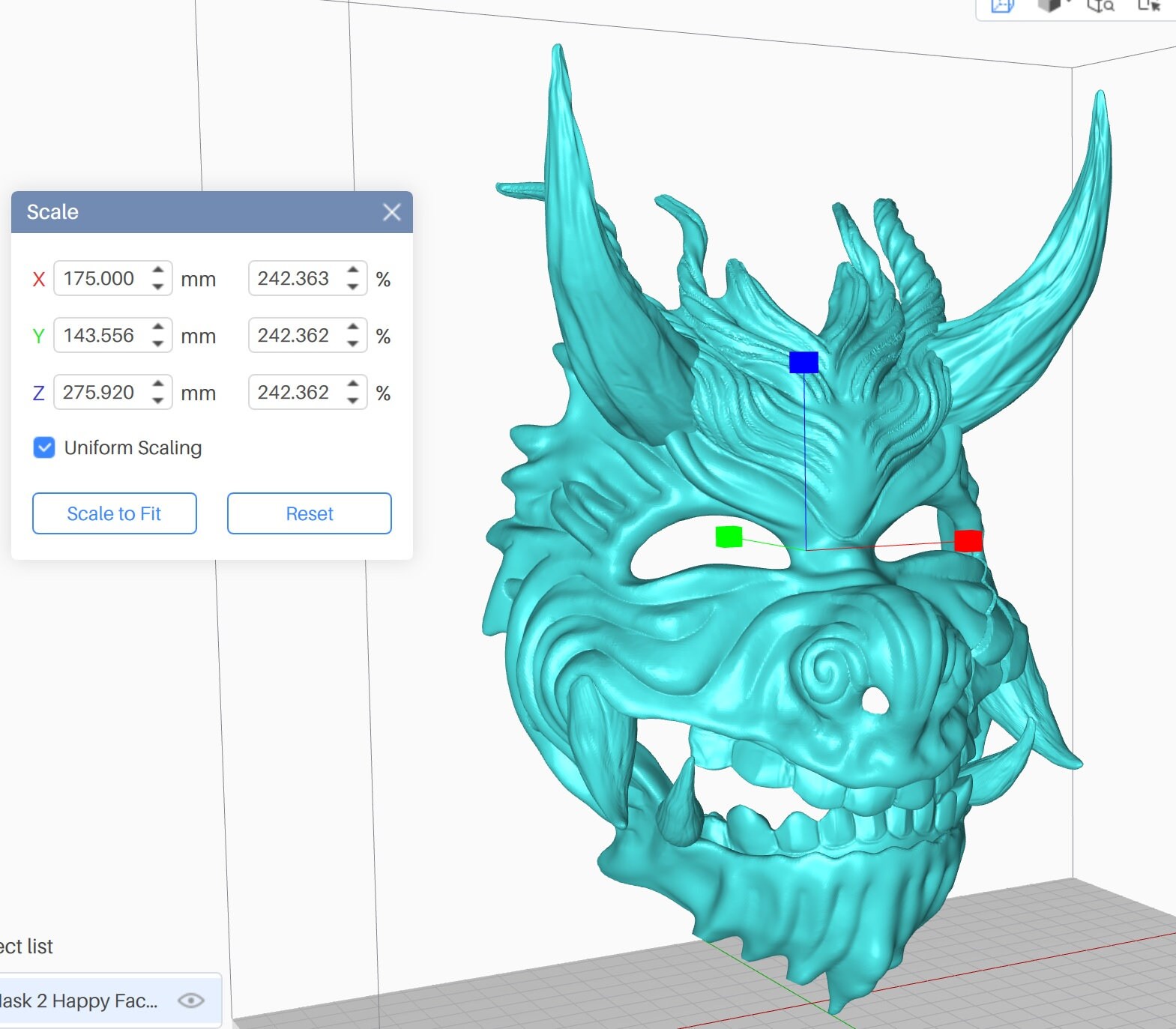 Oni Mask 2 Dragon Horn Happy Face 3D Printing File Stl - Etsy